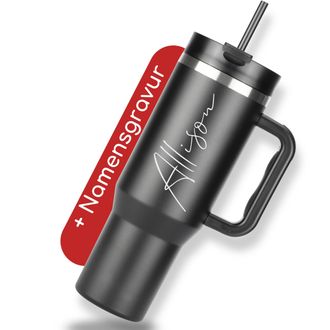 Milu Thermobecher 1200ml mit Strohhalm und Henkel - Ostergeschenke f&uuml;r Frauen & M&auml;nner I Geschenk Ideen Papa, Mama, Freund, Freundin I Geschenkideen zum Va