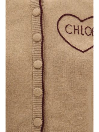 Chlo&eacute; Womens Cardigan Wool And Cashmere Bleached Brown Merino Sweater
