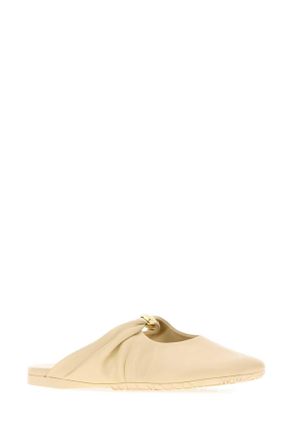 Loewe Womens Cream Nappa Leather Pebble Ballerinas Dough Slippers Flat Shoes
