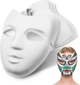 Garneck Papiermasken 4 St&uuml;ck Wei&szlig; Selbstgemacht Unbemalte Masken zum Bemalen f&uuml;r Bankette Maskenb&auml;lle und Kreative Bastelprojekte
