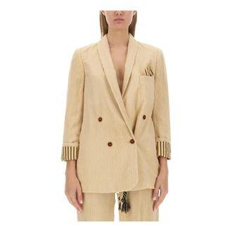 Alysi Giacca Velluto - - Jackets - Damen - Beige - S