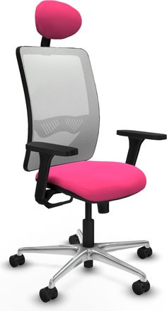 Piqueras y Crespo Schreibtischstuhl mit Rollen, Rosa Zulema mit 3D-Armlehnen, h&ouml;henverstellbarer Lendenwirbelst&uuml;tze und festem Kopfteil, ausgestattet mit 3 Positionen u