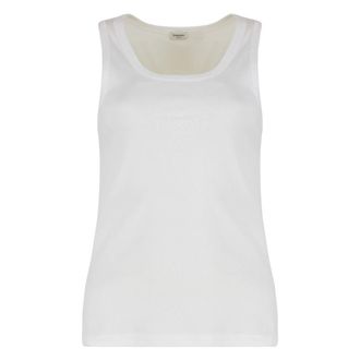 Saint Laurent Cotton Ribbed Tank Top - - Tops - Damen - Wei&szlig; - M