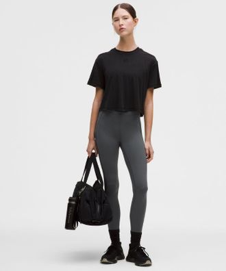 lululemon Wunder Train Leggings mit hohem Bund Beflockt f&uuml;r Frauen - 64 cm - Gr&ouml;&szlig;e 14 in Coal/Graphite Grey