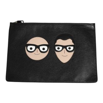 Dolce & Gabbana DGFamily Embellished Leather Clutch - - Bags - Damen - Schwarzk - ONE SIZE