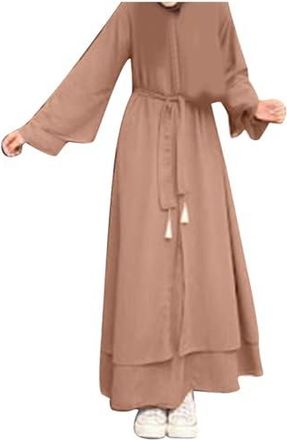 Generic Robe amincissante musulmane 2026 | Coupe ample d&eacute;contract&eacute;e avec ceinture et v&ecirc;tements, Orange, XXL