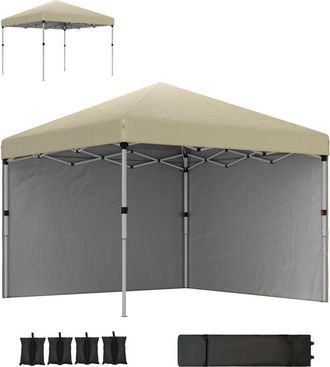 OUTSUNNY Tonnelle barnum pop-up UV 30+ lestage sac transport inclus beige