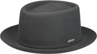 Stetson Chapeau en Laine Maysville Pork Pie Homme - Porkpie de Feutre Automne-Hiver Automne Hiver - L (58-59 cm) Anthracite