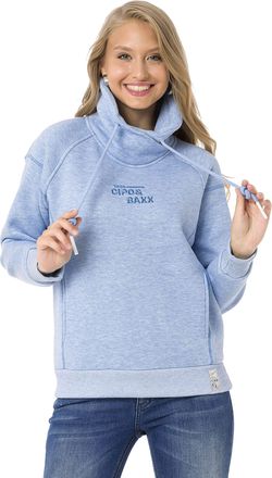 Cipo & Baxx Damen Kapuzensweatshirt WL336 Blau - Stylischer Hoodie mit Kapuze & K&auml;ngurutasche - Bequemer Pullover f&uuml;r Freizeit, Alltag & Streetwear -WL336 Blau L
