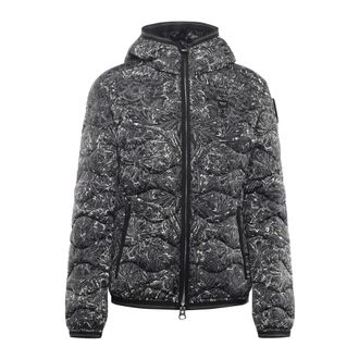 Blauer Bedruckte Nylonjacke - - Jackets - Damen - Schwarzk - M