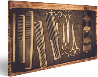 Islandburner Bild Bilder auf Leinwand Zubehör des Herrenfriseurs im Friseursalon Wandbild, Poster, Leinwandbild KQZ