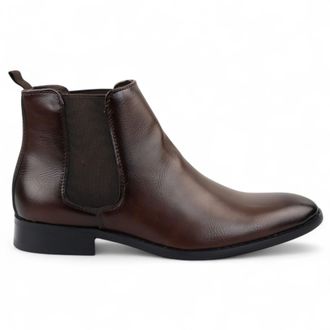 Infinity Leather Braune Chelsea-Slipper-Office-Stiefeletten f&uuml;r Herren