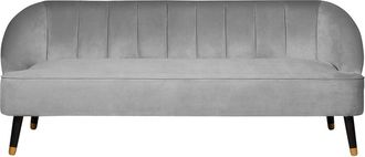 Beliani 3-Sitzer Sofa Samtstoff grau gesteppt mit hohen Füßen schwarz / gold Alsvag