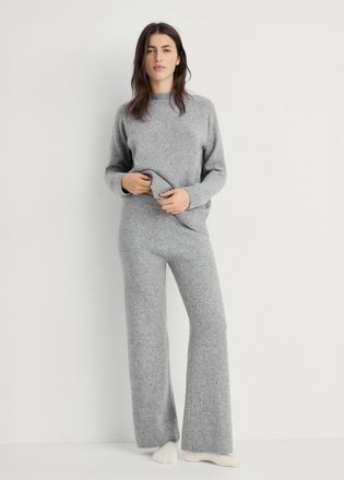 Mango Pull &agrave; col rond en maille gris - Femme - S - MANGO