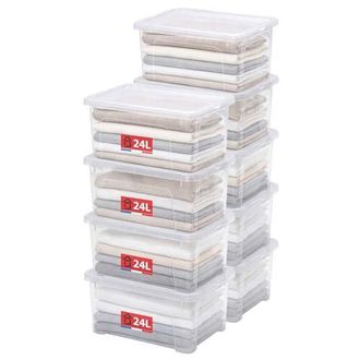 Sundis View Box, 9er-set Aufbewahrungsbox mit deckel, 24L, transparentem Kunststoff, stapelbar, ideal zum Aufbewahren von Schr&auml;nken, im B&uuml;ro, in der Waschk&uuml;c
