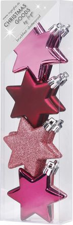 Magic Bodyfashion 8 Kunststoff Sterne 6cm bruchfest Weihnachtsschmuck Christbaumschmuck Set Berry Kiss (Beere Glanz/matt)