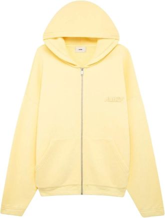 Autry Homme, Sweatshirts et sweats &agrave; capuche, Jaune, Taille: XS SweaT-shirt en coton avec logo