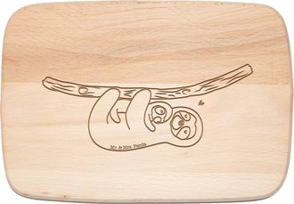 Mr. & Mrs. Panda Fr&uuml;hst&uuml;cksbrett Faultier Kind - Geschenk, Mutter, K&uuml;chenbrett, Schneidebrett, Mama, Faultier Deko, Schneidebrett Holz, Faulheit