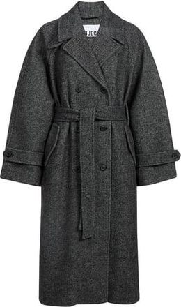 Object Manteau long ceintur&eacute; en laine m&eacute;lang&eacute;e