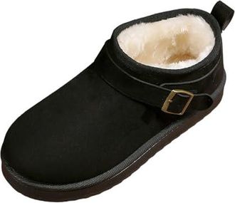 Generic Bottes de neige d&eacute;contract&eacute;es en faux daim pour femme avec semelle &eacute;paisse et doublure en peluche confortable et chaude pour la marche par temps froid