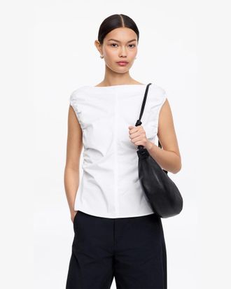 Arket Oberteil Mit U-Boot-Ausschnitt -Wei&szlig;