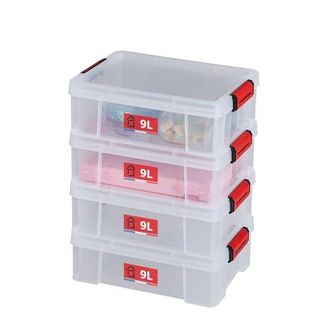 Sundis ClipN Store, 4er-set Aufbewahrungsboxen 9l mit Schnappdeckel, transparentem Kunststoff, verst&auml;rkt, stapelbar, f&uuml;r Lebensmittelkontakt geeignet