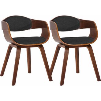 Clp Lot de 2 chaises de salle &agrave; manger Kingston en Tissu Noyer / Gris fonc&eacute;
