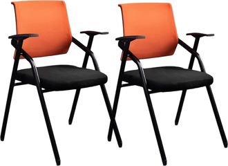 Generic Set mit 2 stapelbaren Klappst&uuml;hlen f&uuml;r Wartezimmer, B&uuml;ro & Konferenzraum - Netz-Empfangsst&uuml;hle mit Armlehnen - Ergonomische graue G&auml;stest&uuml;hle