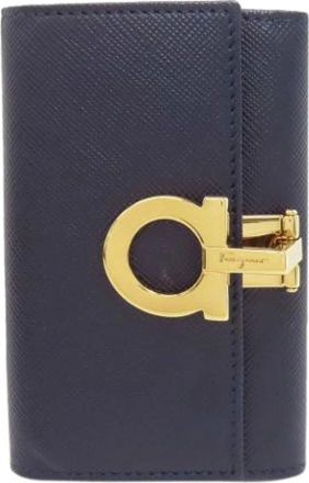 Ferragamo Porte-cartes en cuir Pre-owned - Femme - Pre-owned - Bleu - Taille: ONE Size