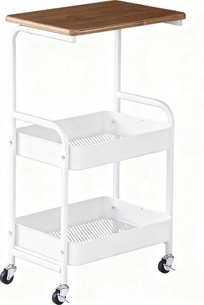 Generic Rollwagen-Organizer mit 3 Ebenen 7cm Erhöhtes Gitterkorb-Design Küchenregal Aus Kohlenstoffstahl Inklusive Tischplatte für Enge Stellen in Der Küche u
