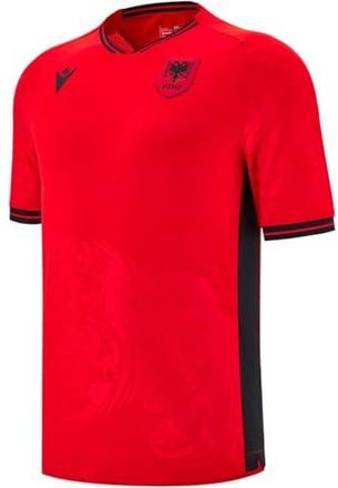 Macron Maillot De Match Domicile Adulte &Egrave;quipe Albanie FSHF (FR/ES, Alpha/Lettres, M, Taille Normale, Taille Normale, Rouge)