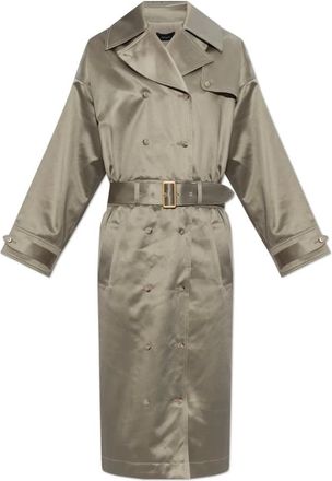 Willy Chavarria Femme, Manteaux, Vert, Taille: 44 FR Trench Coat Avec Ceinture