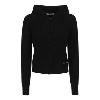 Alexander Wang Femme, Sweatshirts et sweats &agrave; capuche, Noir, Taille: 40 FR Knit Logo Zip-Up Sweat &agrave; capuche