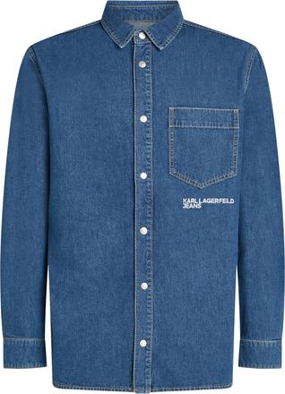 Karl Lagerfeld Herren Regular Denim Hemd Regular Fit, Blau, XXL