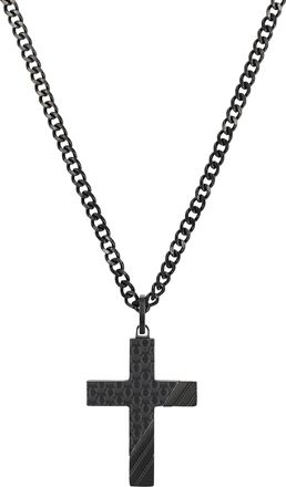 Tom Tailor Tom Tailor Kette mit Anh&auml;nger f&uuml;r Herren, Edelstahl, 50+5 cm, schwarz, Kreuz-Anh&auml;nger, Geschenkidee, Halsschmuck, Herrenschmuck, 2100637