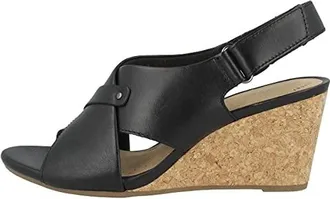 Clarks Femme Margee Eve Sandale à Talon, Cuir Noir, 37.5 EU