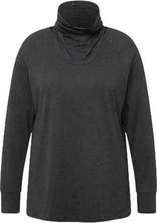 Ulla Popken Femme Grandes Tailles Pull &agrave; col Rond et Manches Longues avec Passe-Pouces int&eacute;gr&eacute;, tr&egrave;s Doux, Snood Noir 46+ 821600100-46+