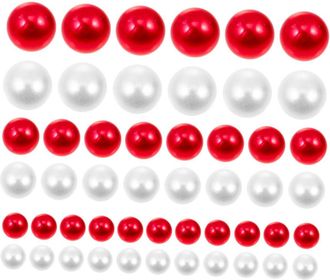 Cabilock 1000 Stück Teiliges Schwimmende Lochlose Dekoperlen in Rot und Weiß Gefälschte Perlen als Vasenfüllung und Bastelzubehör für Stilvolle DIY Dekoratione