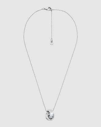 Michael Kors collier pendentif boyfriend logo argent&eacute;