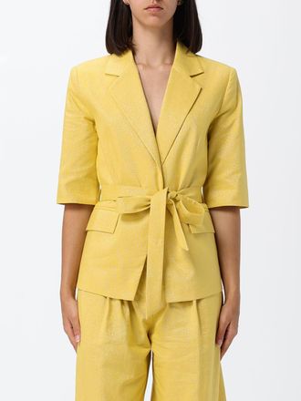 Twin-Set Blazer style peignoir en m&eacute;lange de lin et coton avec ceinture