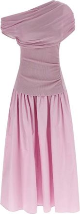 Self Portrait Femme, Robes, Rose, Taille: 42 FR Cotton Draped Knit Midi Dress
