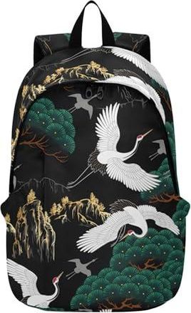 Generic Sac à dos élégant et mignon pour femme Sac à dos cool Sac décole pour filles Grue élégante Noir, Grue élégante noire, 12.2 x 7.5 x 19.3 inch