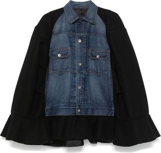 sacai Cape mit Jeanseinsatz - Schwarz