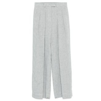 Brunello Cucinelli Eisblaue Metallische F&auml;delhose - - Trousers - Damen - Grau - L