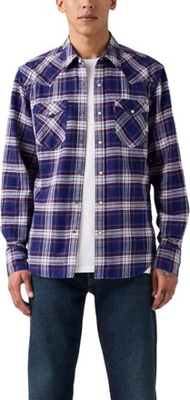 Levi's Herren Barstow Standard Fit Westernhemd Hawley Plaid Blue Depths Twill Blue XL