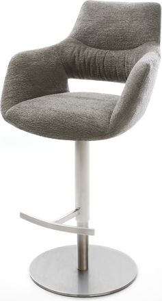DELIFE Barstuhl Yago-Flex Boucl&eacute; Soft Schlamm Drehfu&szlig; h&ouml;henverstellbar Edelstahl Silberfarben Taschenfederkern, Barst&uuml;hle