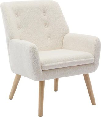Vente-Unique Vente-unique - Fauteuil en tissu bouclette blanc serino