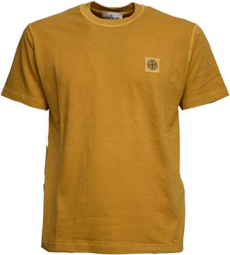 Stone Island Homme, Tops, Jaune, Taille: M T-shirt &agrave; manches courtes