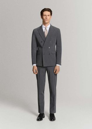 Mango Veste de costume Monaco crois&eacute;e slim-fit gris - Homme - 46 - MANGO MAN