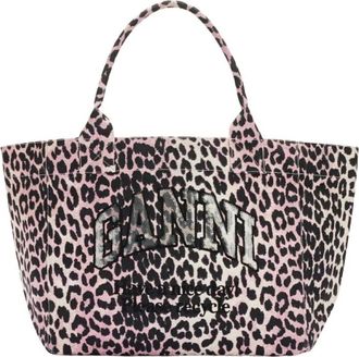 Ganni Femme, Sacs, Violet, Taille: ONE Size Leopard Medium Tote